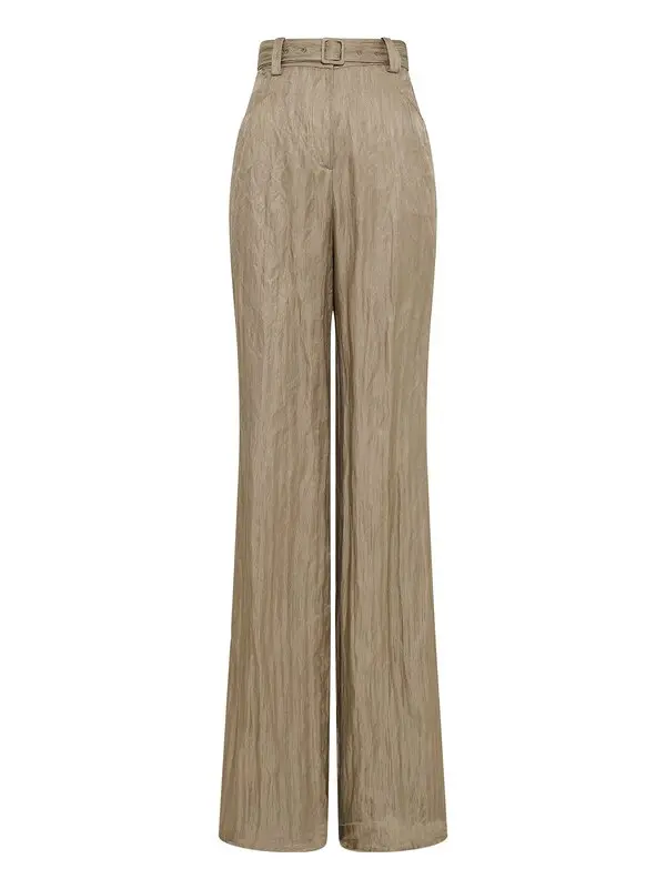 Gabriela Hearst Norman High-rise Metallic Silk Trousers - Bronze
