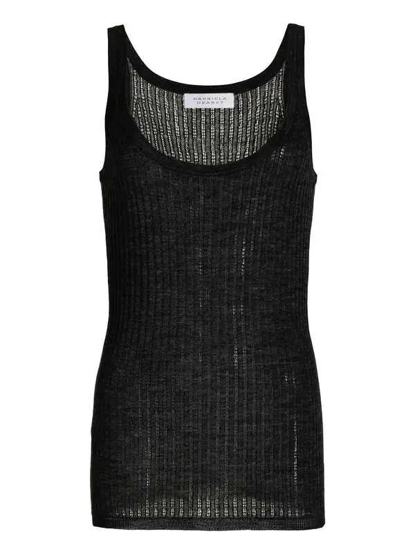 Gabriela Hearst Nevin Pointelle-knit Cashmere-silk Tank Top - Black
