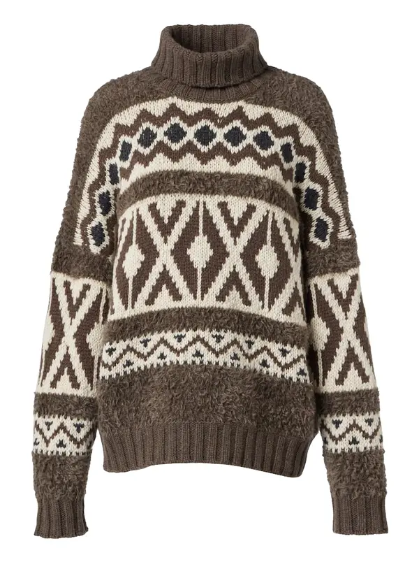 Brunello Cucinelli Wool Jacquard Turtleneck Sweater - Multicoloured