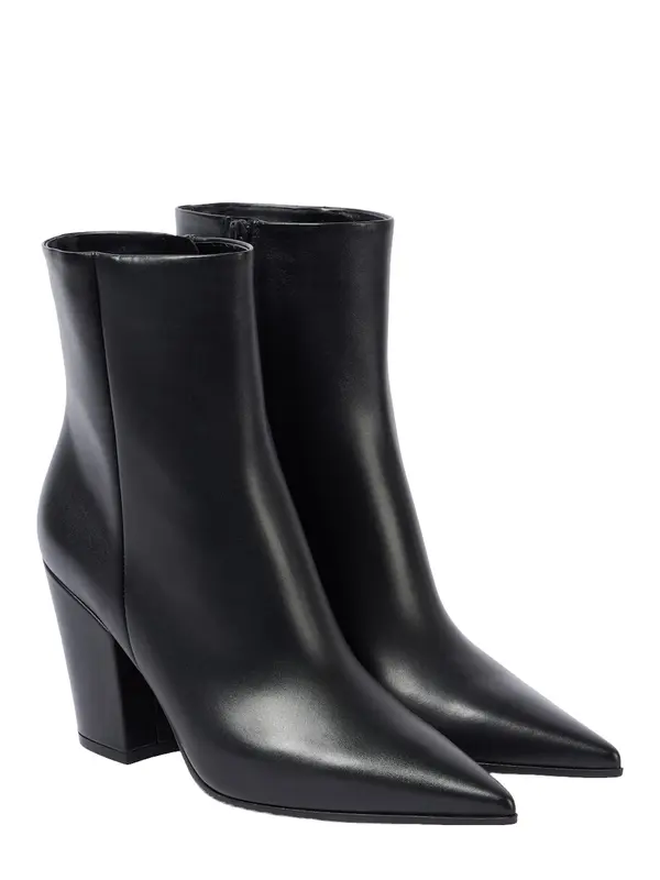 GIANVITO ROSSI Keinna 85 Leather Ankle Boots - Black