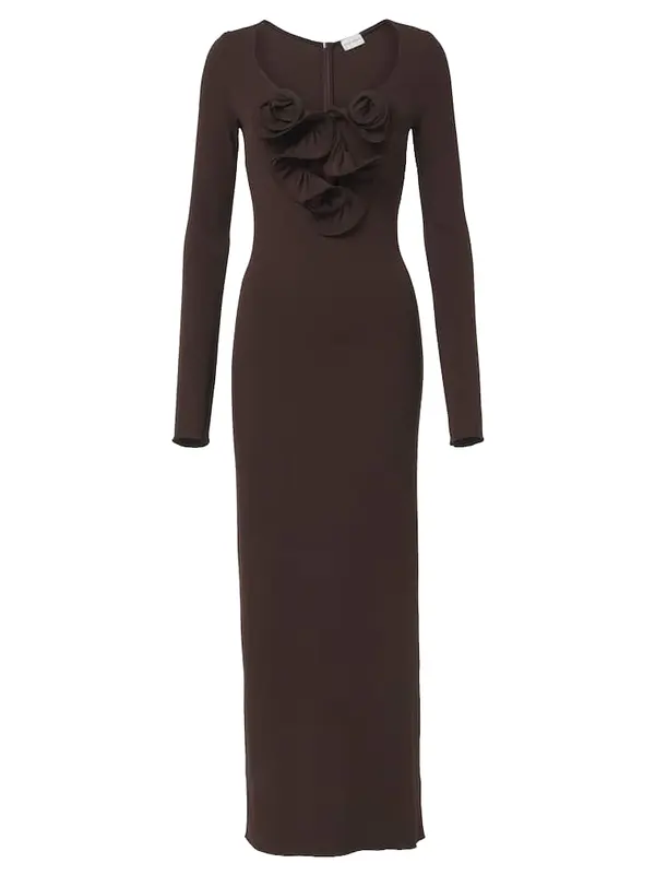 Magda Butrym Floral-appliqué Maxi Dress - Brown