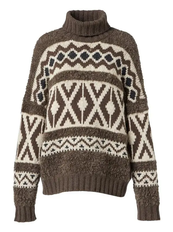 Brunello Cucinelli Jacquard Wool Turtleneck Sweater - Multicoloured