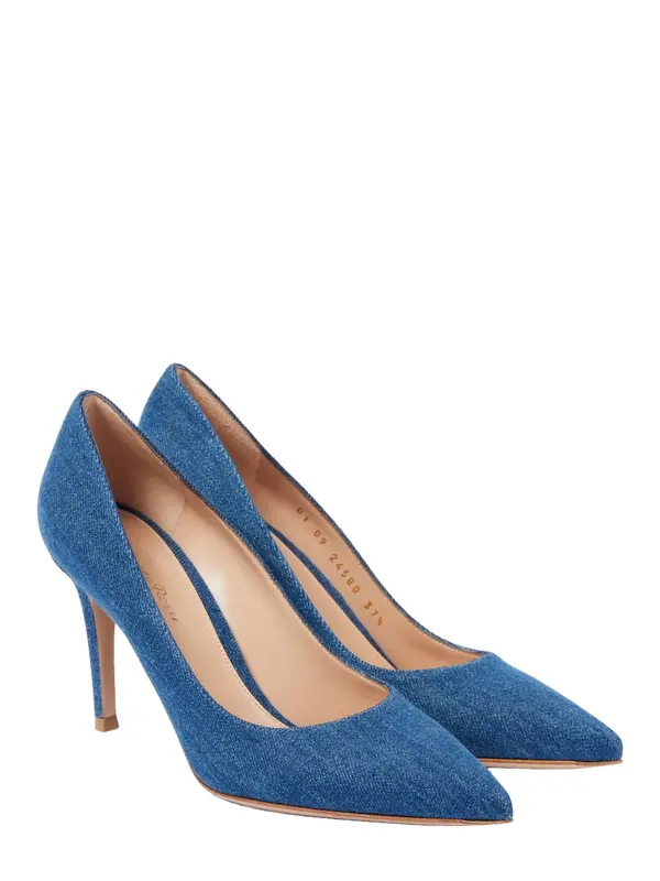 GIANVITO ROSSI 85 Denim Pumps - Blue
