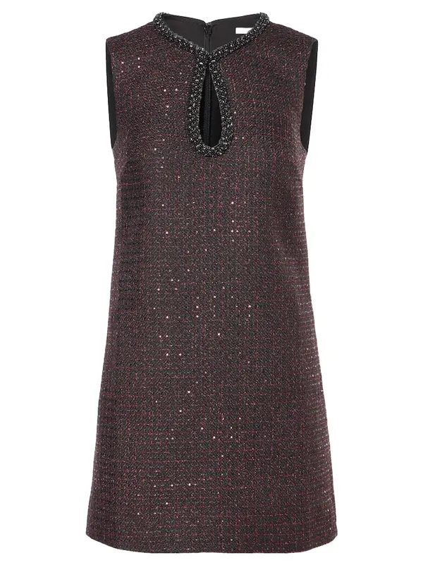 SELF-PORTRAIT Sequined Tweed Minidress - Black