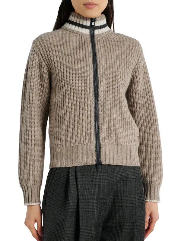 Brunello Cucinelli Wool Zip-up Cardigan - Grey