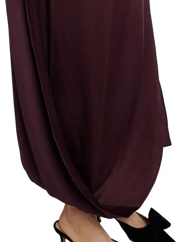 Erdem Draped Satin Midi Dress - Burgundy