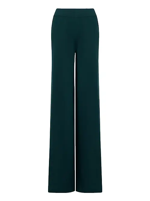LEEM High-rise Wide-leg Knitted Trousers - Green