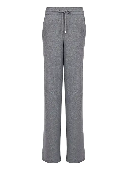LEEM Drawstring Waist Wide-leg Knit Trousers - Grey