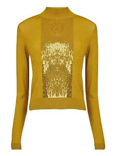 LEEM Sequin-embellished Knitted Jumper - Green