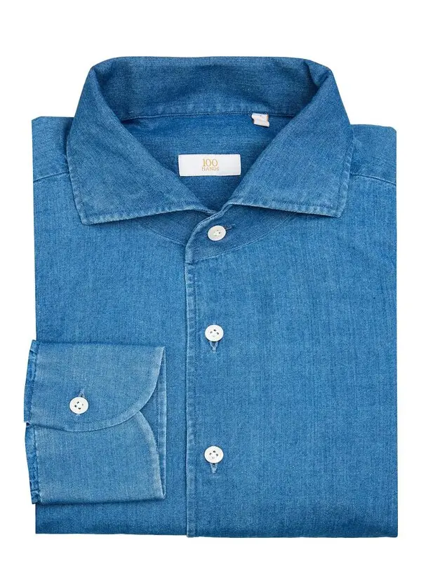 100HANDS Japanese Denim Sport Shirt - Blue
