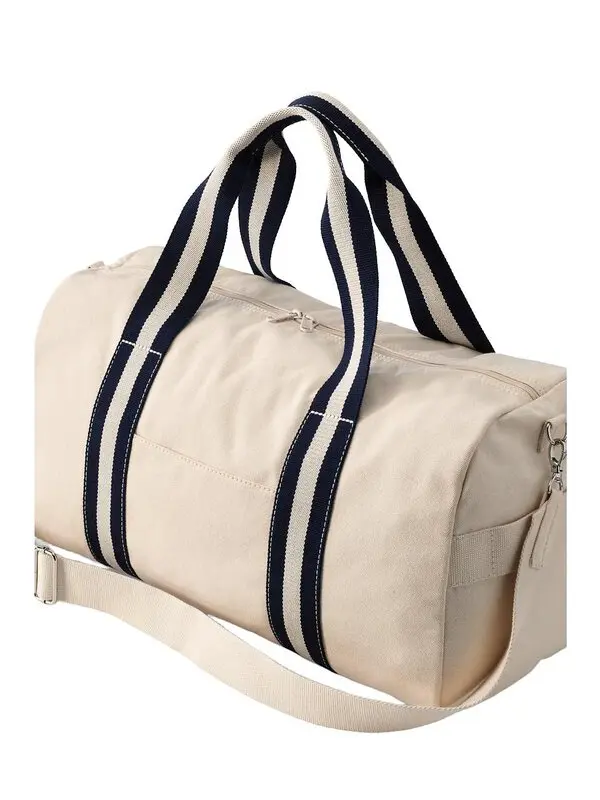 LANDS' END Canvas Weekender Duffle Bag - Natural/navy Stripe
