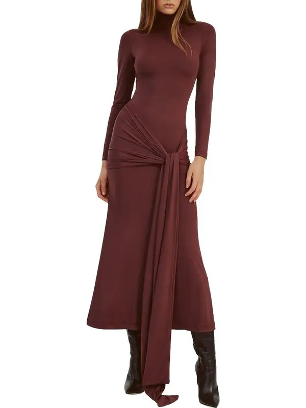 Bardot Alix Tie Front Maxi Dress - Burgundy
