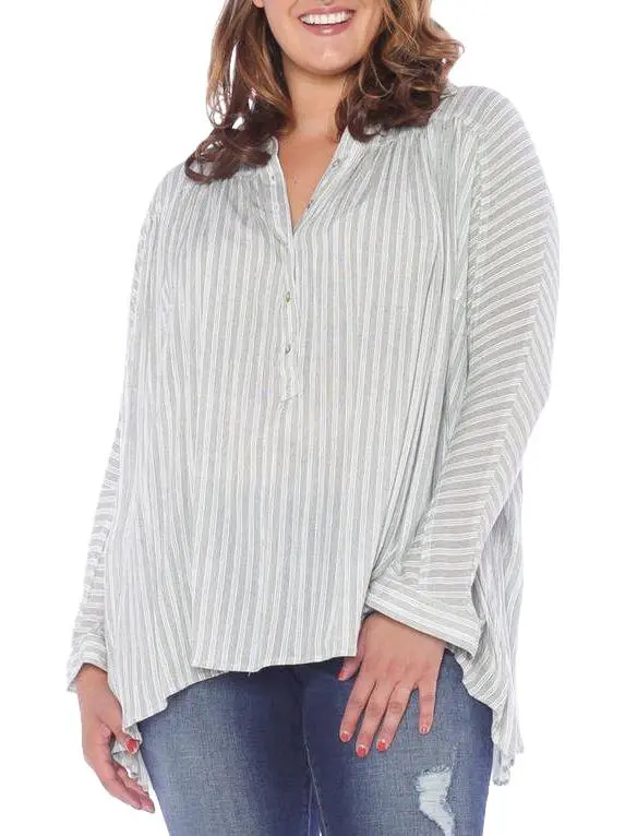 SLINK JEANS Stripe High-low Top - Olive