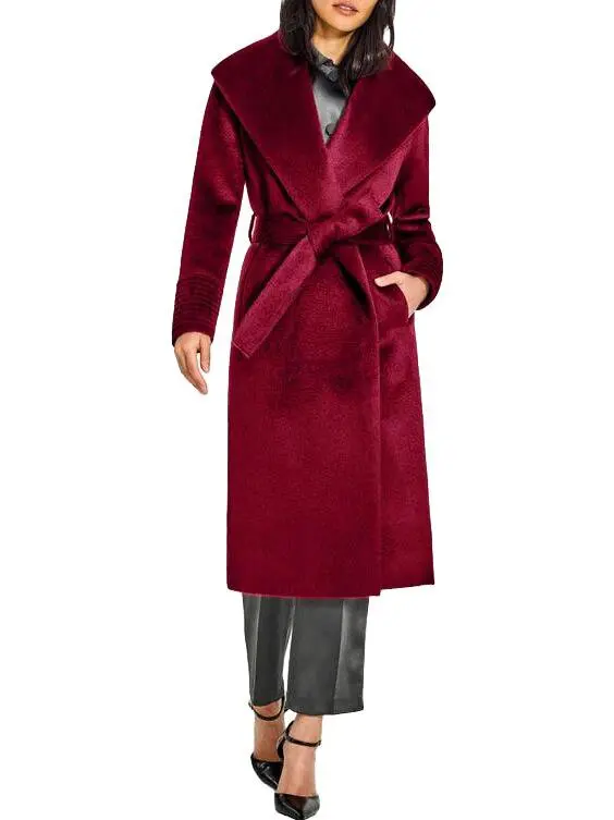 Sentaler Shawl Collar Alpaca & Wool-blend Wrap Coat - Bordeaux
