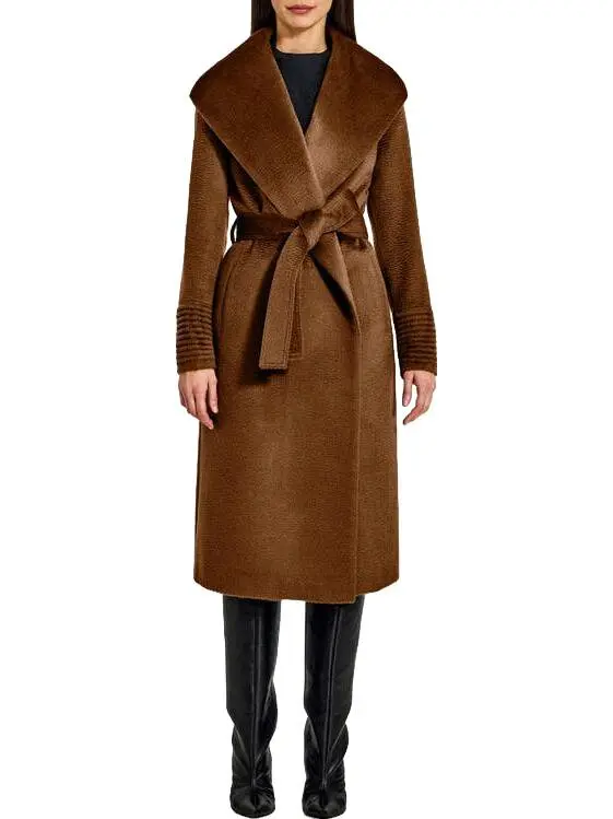 Sentaler Shawl Collar Alpaca & Wool-blend Wrap Coat - Caramel