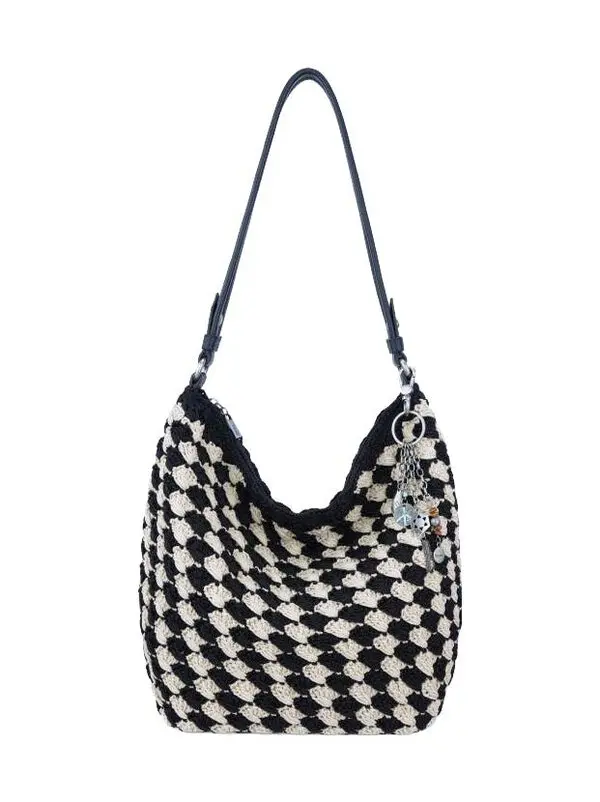 THE SAK Sequoia Crochet Hobo Bag - Black Ecru Shell