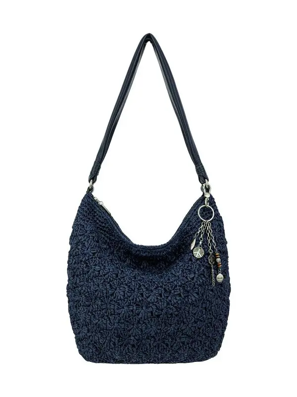 THE SAK Sequoia Leather Hobo Bag - Denim Primrose Straw