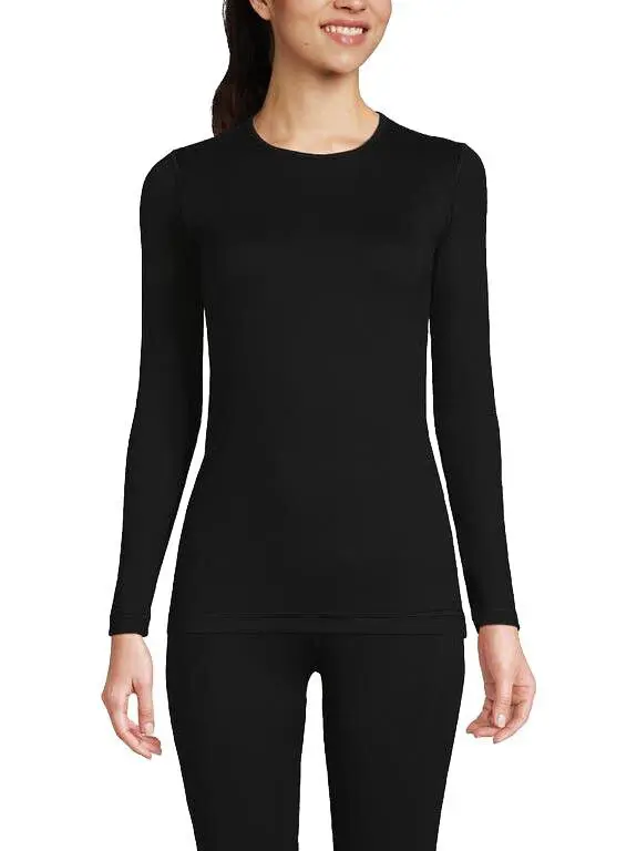LANDS' END Baselayer Cozy Thermaskin Crewneck Top - Black
