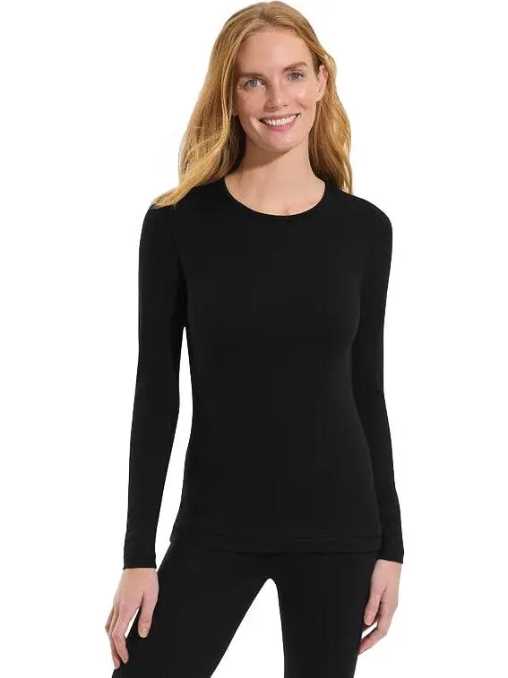 LANDS' END Baselayer Cozy Thermaskin Crewneck Top - Black