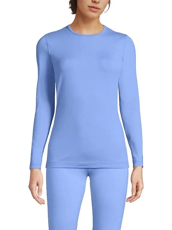 LANDS' END Baselayer Cozy Thermaskin Crewneck Top - Clear Blue Sky