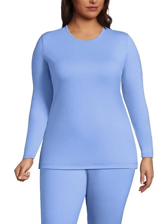 LANDS' END Baselayer Cozy Thermaskin Crewneck Top - Clear Blue Sky