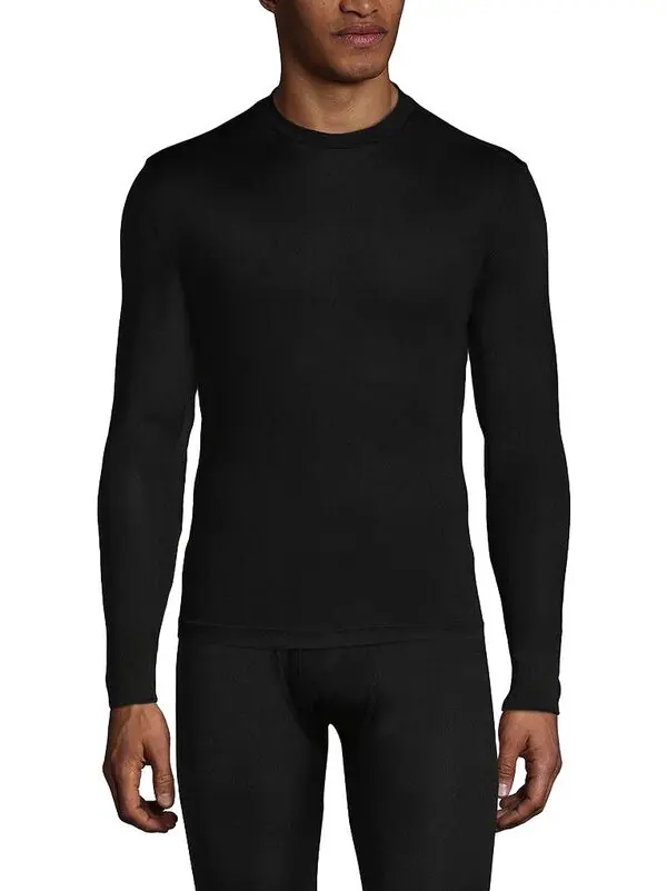 LANDS' END Silk Long Underwear Crew Neck - Black