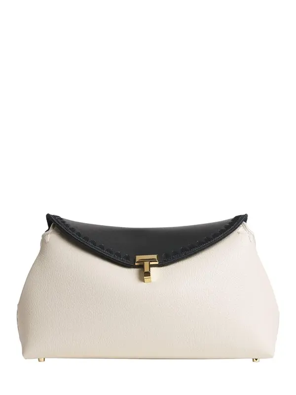 TOTEME Leather T-lock Clutch - Ivory