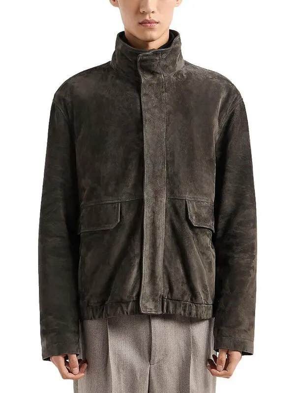 Emporio Armani Suede Blouson Jacket - Dark Green