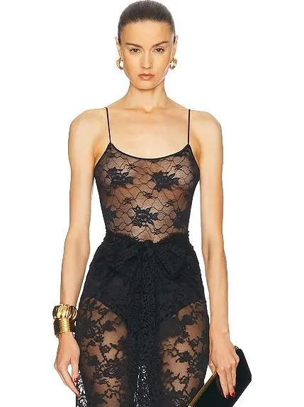Oseree Soft Lace Bodysuit - Black