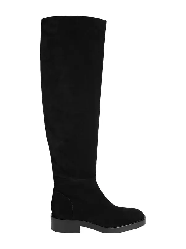 Co Name Suede Over-the-knee Boots - Black