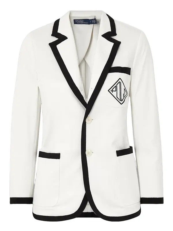 Polo Ralph Lauren Grosgrain-trimmed Cotton Blazer - White