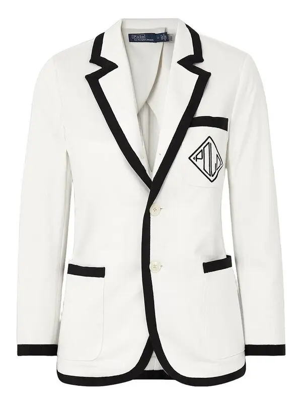 Polo Ralph Lauren Grosgrain-trimmed Cotton Blazer - White