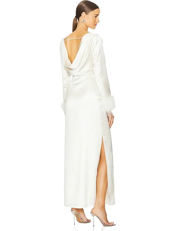 Line & Dot Gloss Midi Dress - Ivory