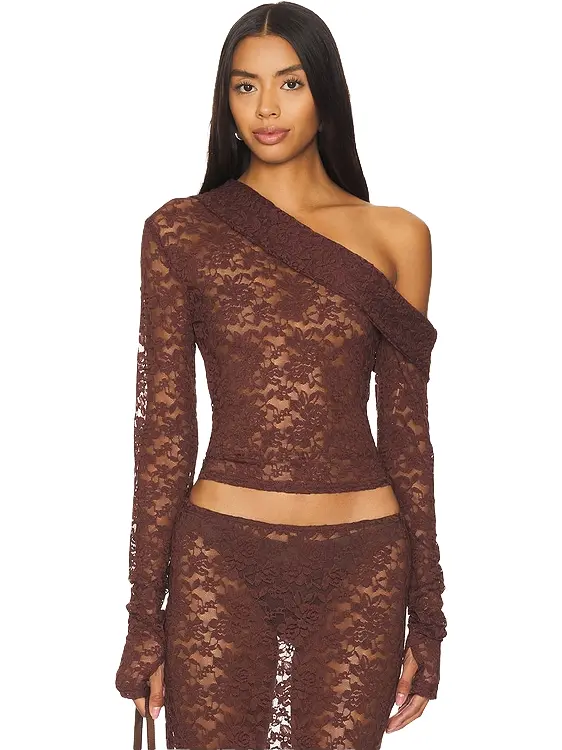 Lioness Off Shoulder Top - Chocolate