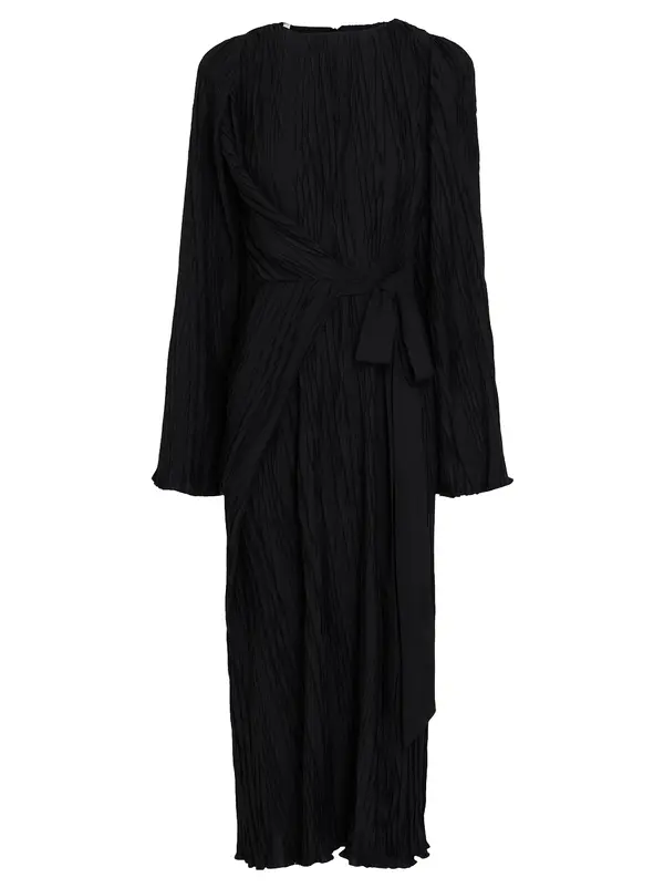 RÓHE Plissé Crepe Midi Dress - Black
