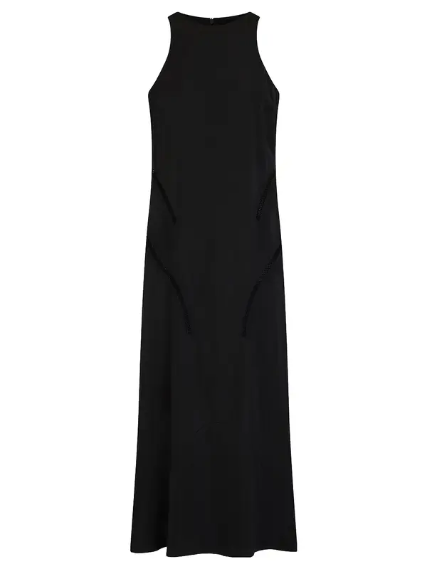 RÓHE Latticed-trim Crepe Midi Dress - Black