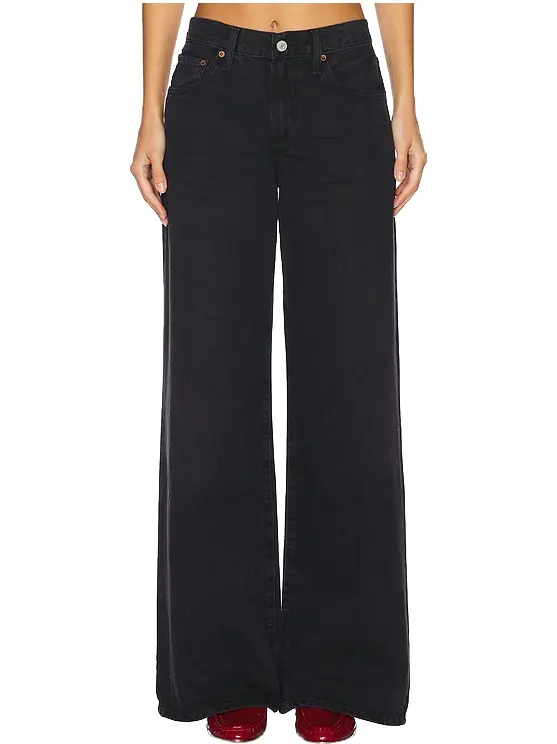 AGOLDE Clara Low Rise Baggy Flare Jeans - Mascara