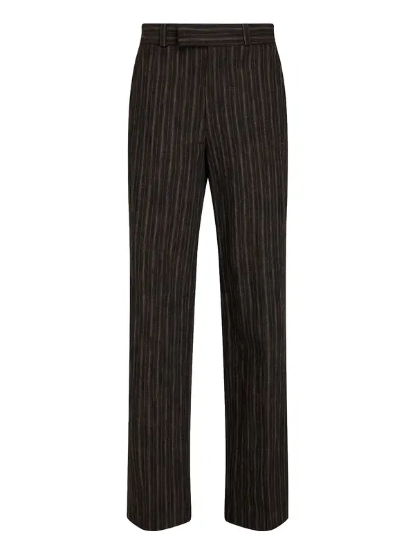 RÓHE Pinstriped Cotton-blend Tweed Pants - Dark Brown