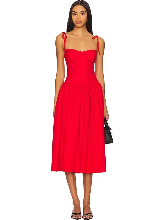MORE TO COME Theresa Midi Corset Dress - Red