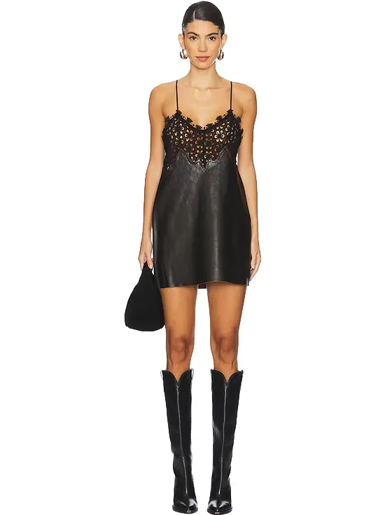 UNDERSTATED LEATHER Mirage Micro Mini Dress - Black & Brown