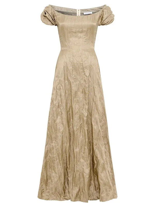 Gabriela Hearst Juniper Metallic Silk Midi Dress - Bronze