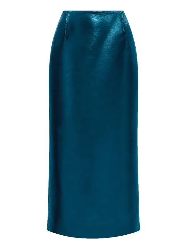 Gabriela Hearst Manuela Leather Midi Skirt - Blue