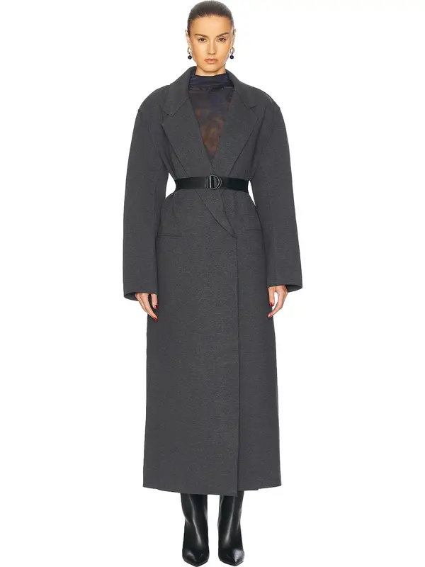 Norma Kamali Oversized Double Breasted Coat - Dark Heather Grey