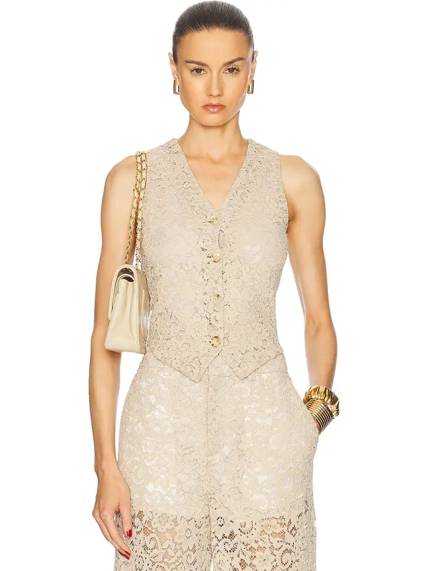 Blumarine Rebrode Lace Gilet - White Angora