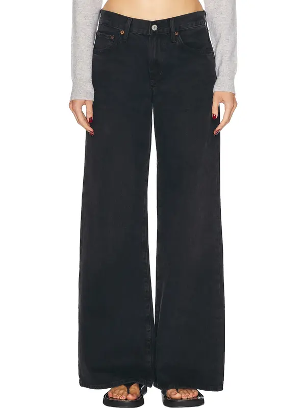 AGOLDE Clara Low Rise Baggy Flare Jeans - Mascara
