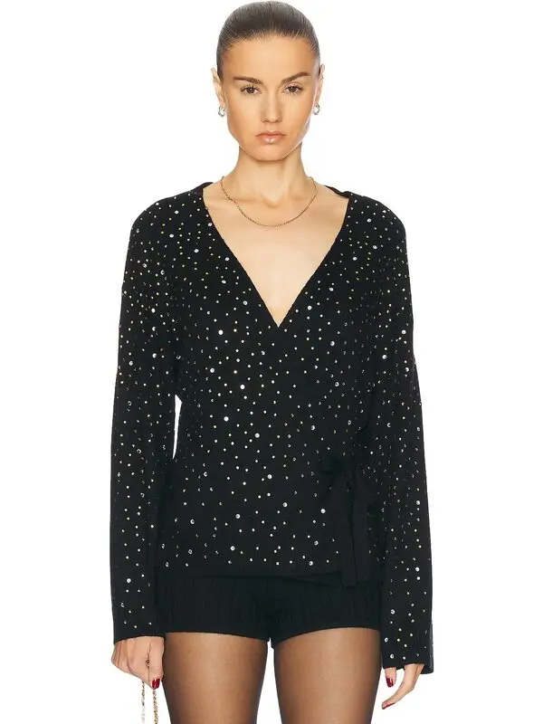 BODE Embellished Oak Wrap Cardigan - Black