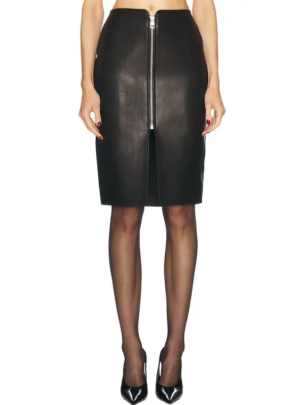 THE SEI Zipped Leather Skirt - Black
