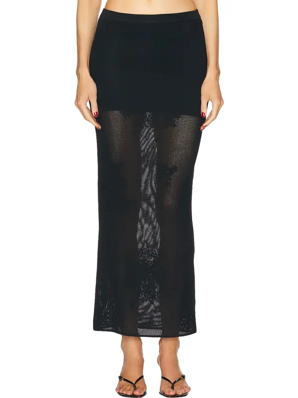 Fleur Du Mal Lace Pointelle Maxi Skirt - Black