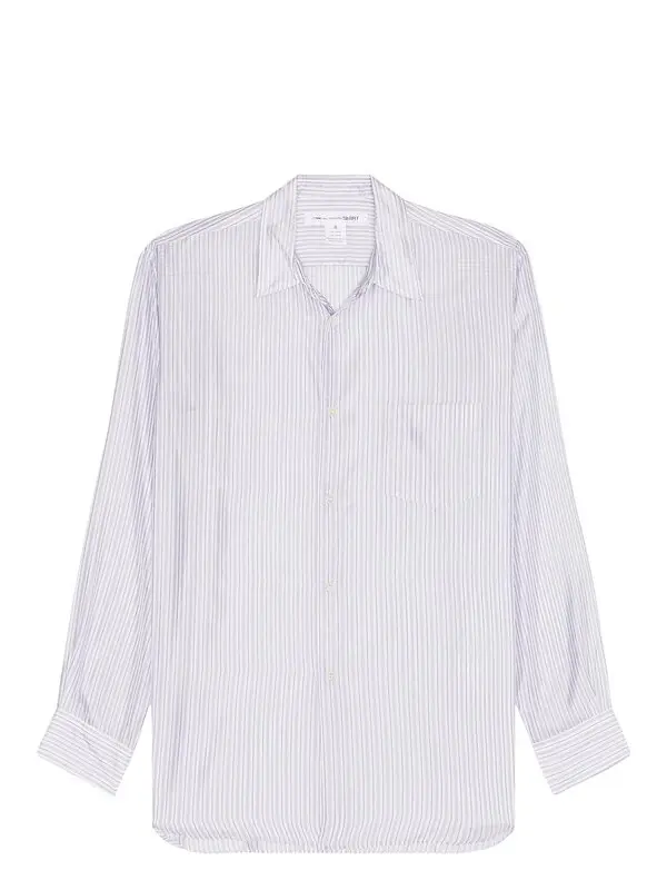 Comme Des Garçons Yarn Dyed Cupra Stripe Shirt In Blue - Stripe 6
