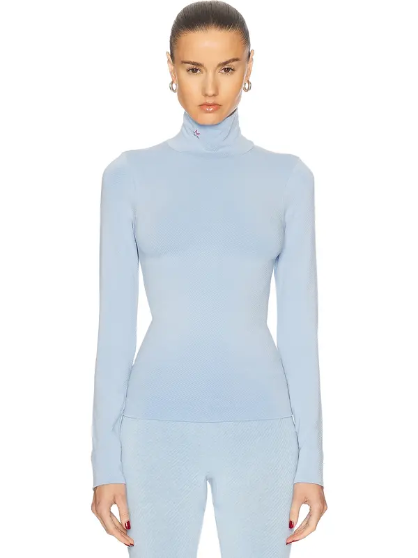 Perfect Moment Thermal Roll Neck Top - Bluebird Blue